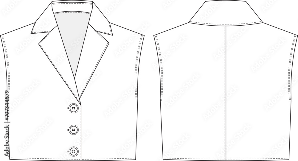 sleeveless collared v neck buttoned vest blouse top crop cropped ...