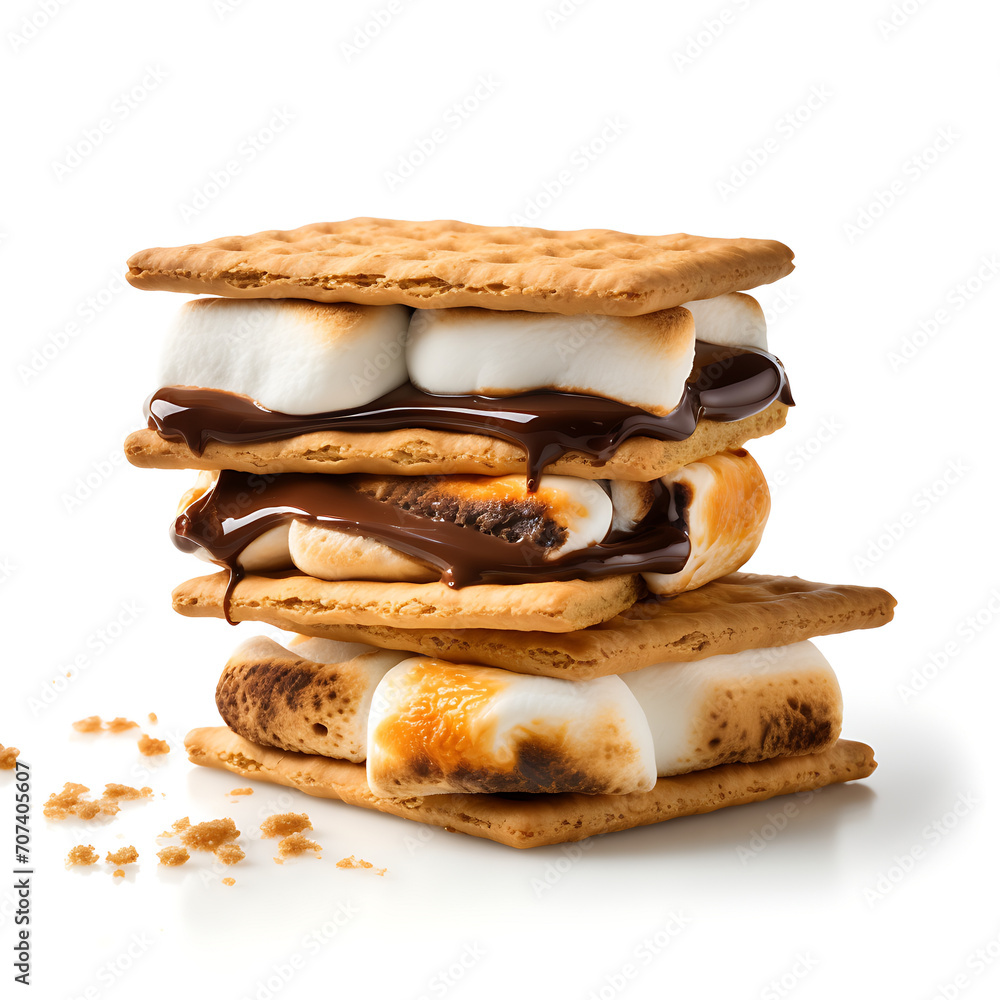 Traditional american smore isolated on white background , Homemade ...