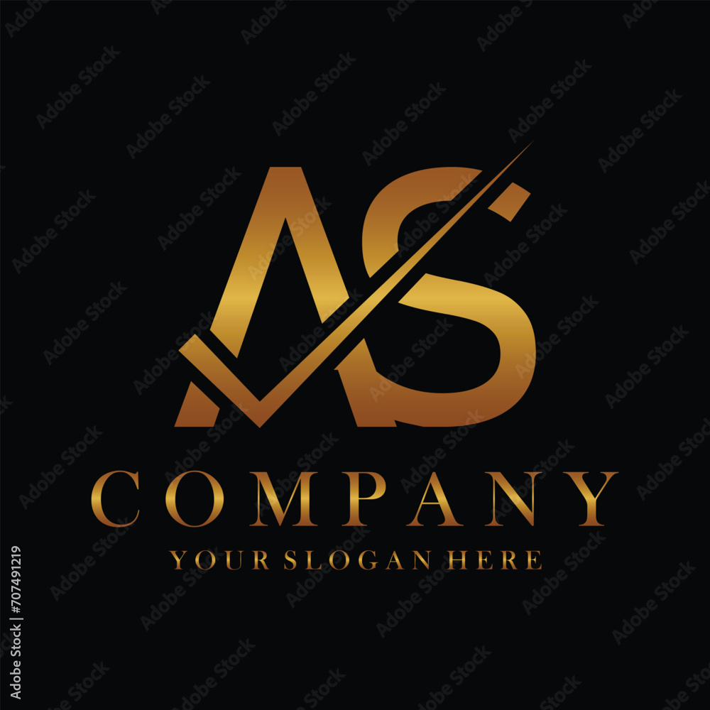 AS Letter Logo Design Template Vector. Creative initials letter AS logo ...