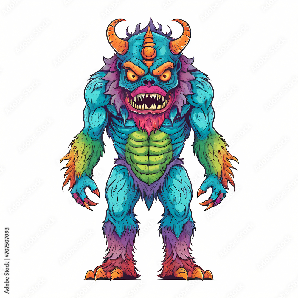 Mystical full body angry monster character standing facing forward ...