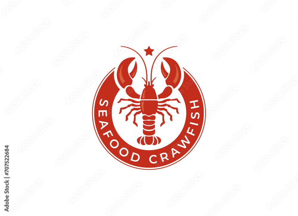 Vetor de Crayfish Prawn Shrimp Lobster Claw Seafood Circular Label logo ...