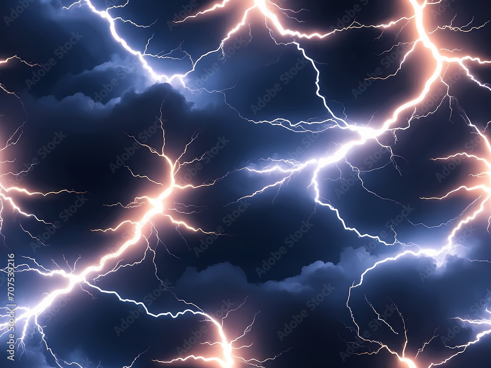 Realistic lightning isolated on black. Abstract background dangerous ...