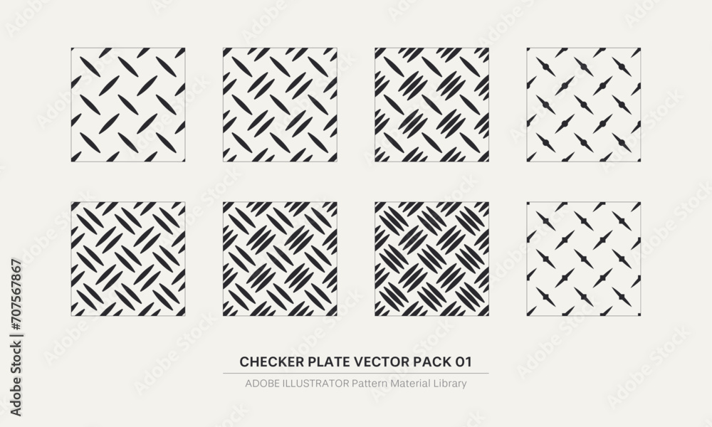 Checked Plate Pattern Set. Industrial and construction texture mapping ...