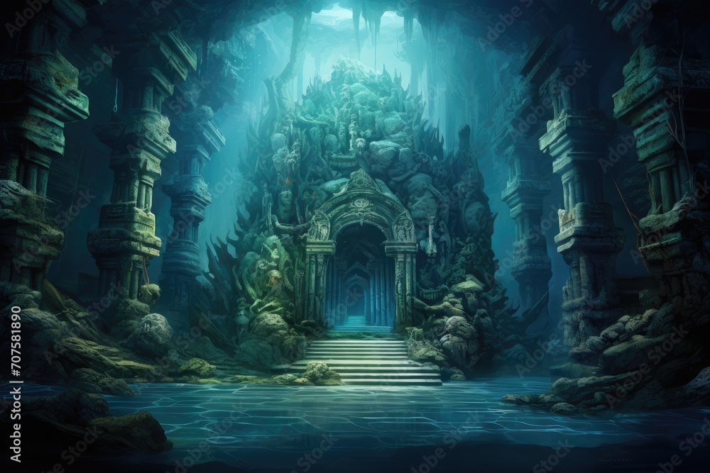 Hidden Underwater Temple: A mysterious temple covered in marine life ...