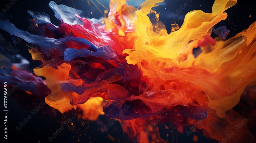 Splashes of contrasting colors merging into a visually captivating ...