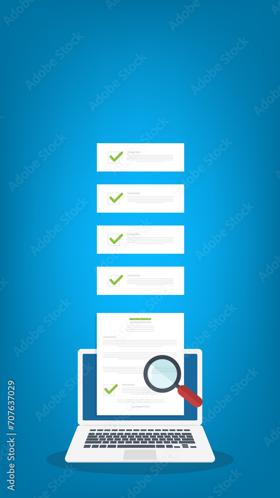 Online digital document inspection or assessment evaluation on laptop ...