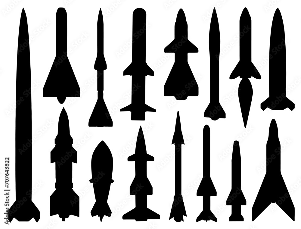 Military Missile silhouette vector art white background Stock Vector ...
