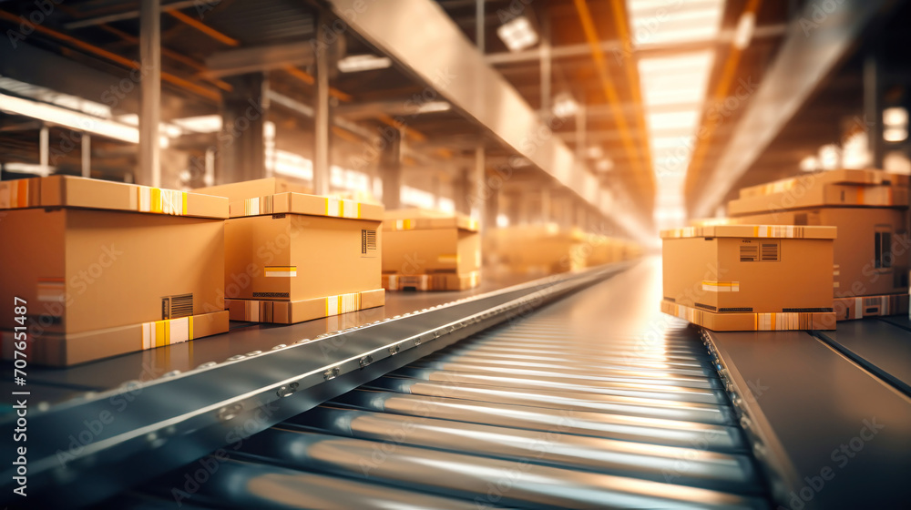 Parcel delivery, packaging and parcel services, cardboard boxes on a ...