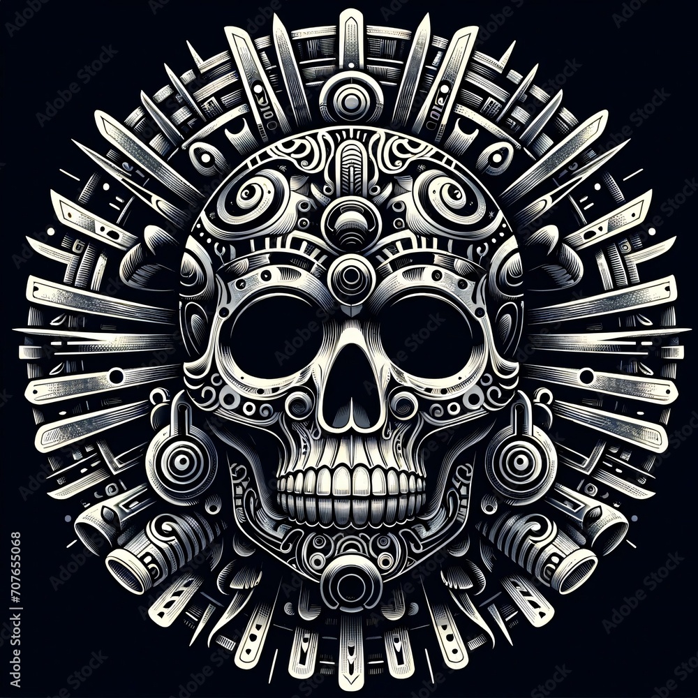 AI generated illustration of Miquiztli, the Aztec god of death in ...