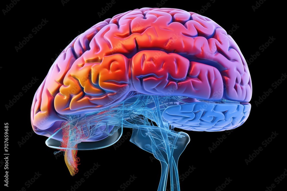 Brain Illustration depicts the intersection of psychology, cognitive ...