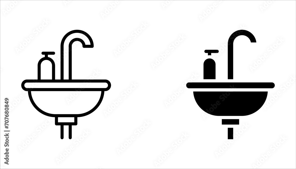 Bathroom sink unit line icon set, outline vector sign, linear style ...