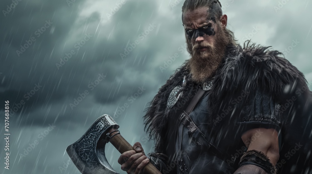 Viking Warrior's Epic Battle: Mythological Scene of Norse Adventure ...