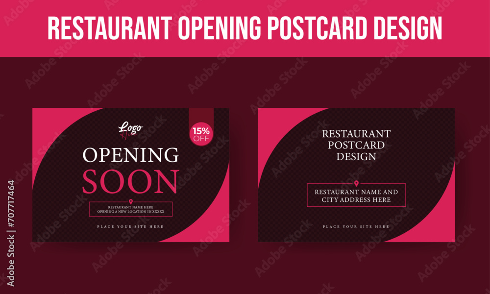 Double-sided restaurant, fast food, coffee gift voucher design template ...