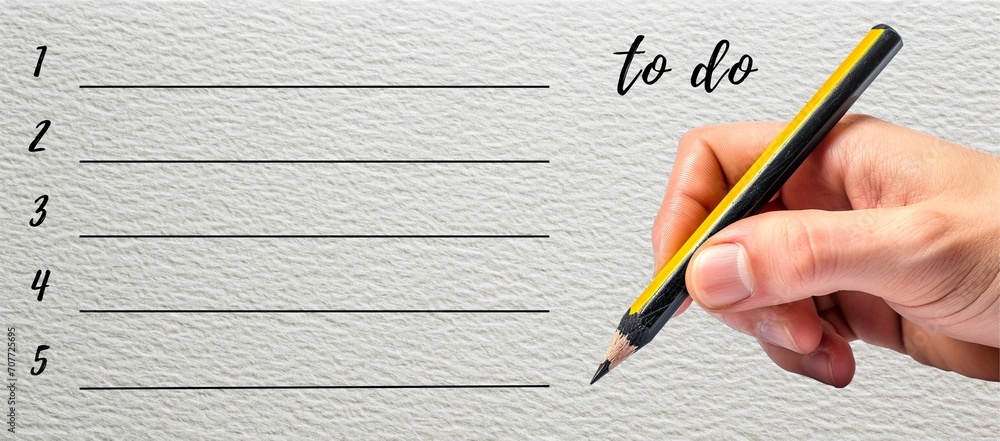 Handwritten to-do list - hand with pencil on textured paper - checklist ...