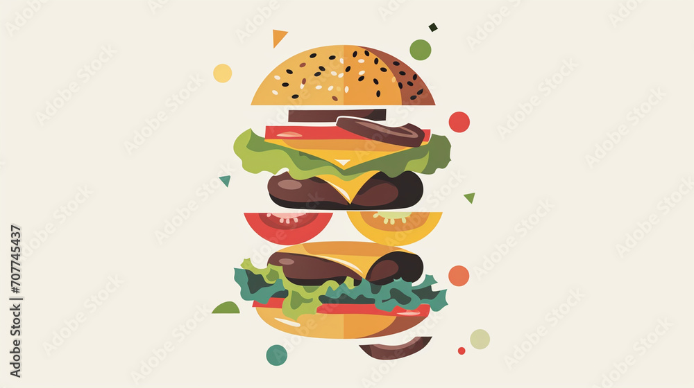 Abstract Burger Layers: Geometric shapes representing the layers of a ...