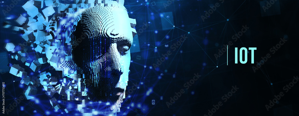 Internet of things - IOT concept. Businessman offer IOT products and ...