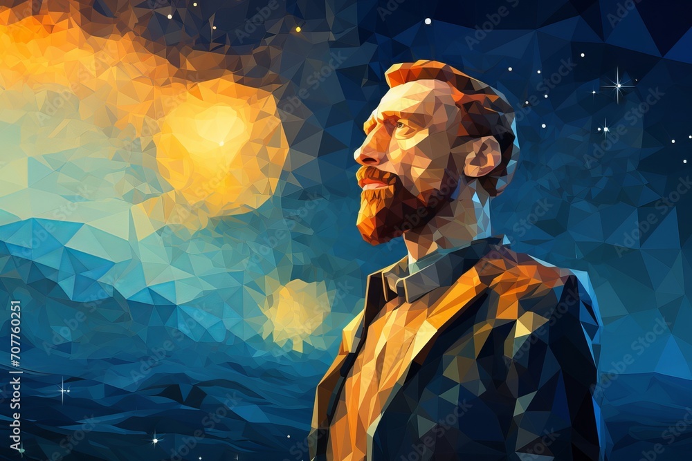 The starry night - vincent van gogh painting in low poly style: a photo ...