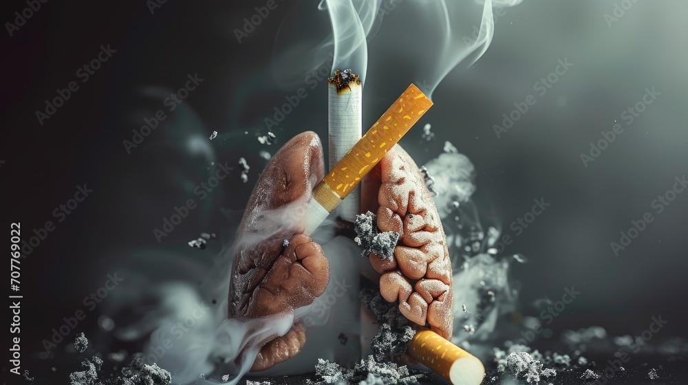 Aftermath of smoking – ruined lungs struggle for breath, trapped in the ...