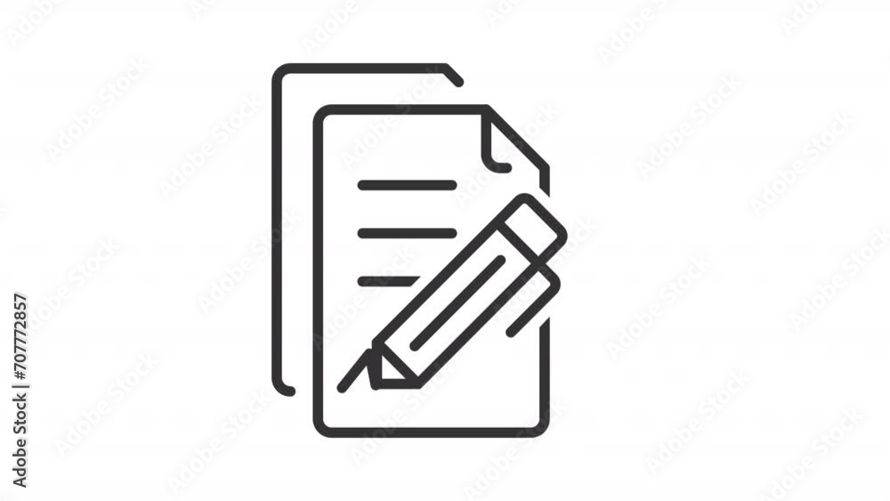 Animated signature icon. Signing official document line animation. Sign ...