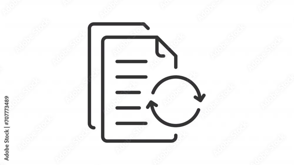 Animated document flow icon. Loading digital file line animation ...