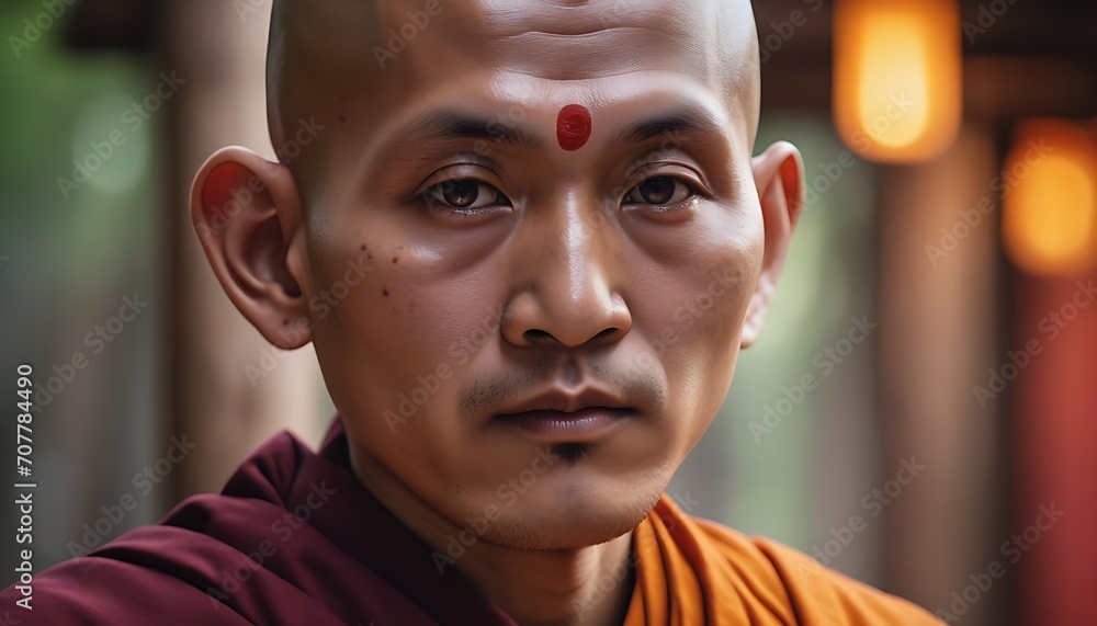 Rituals of Reflection: A Buddhist Monk in Contemplation Stock Photo ...
