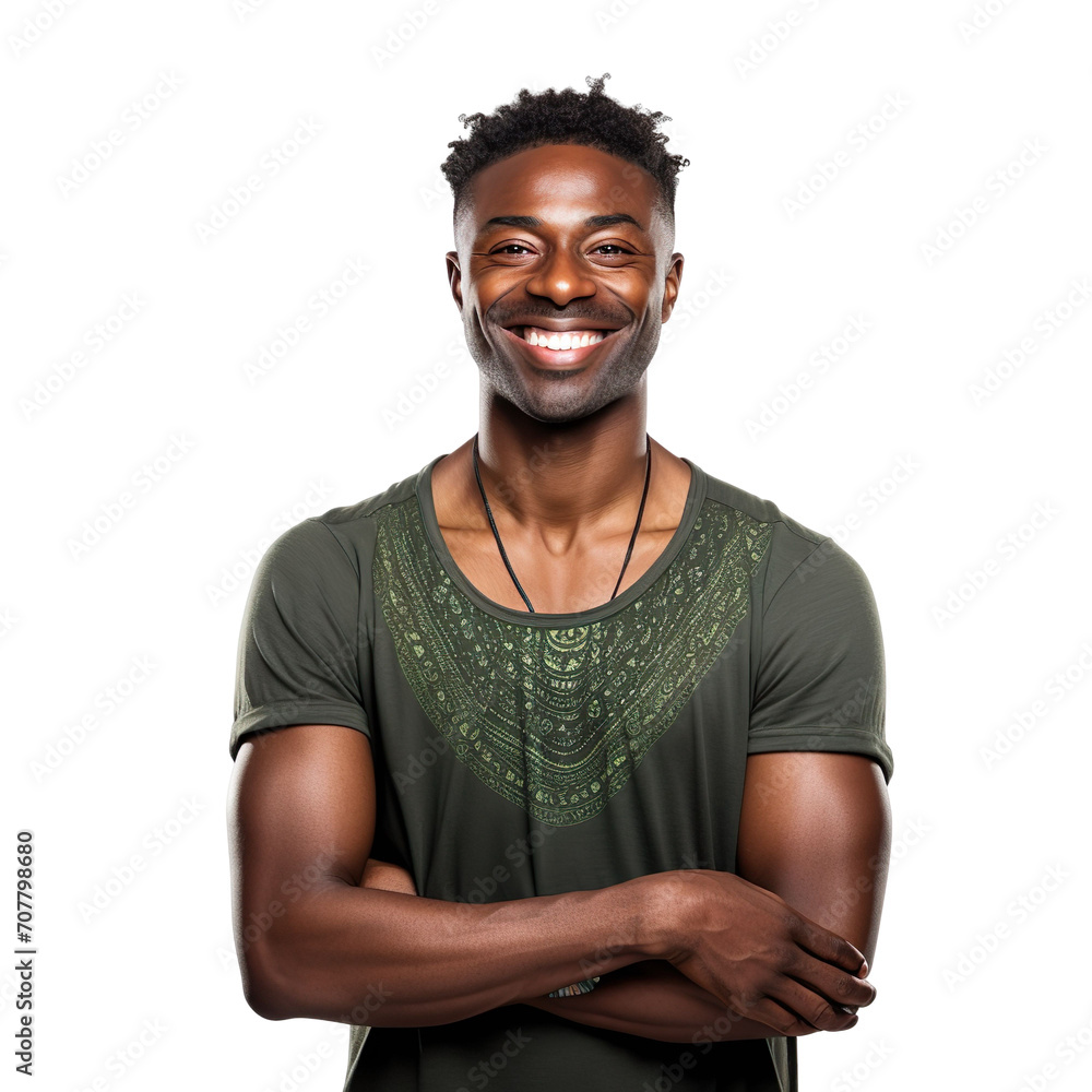 Front view of an extremely handsome black african male model dressed as ...