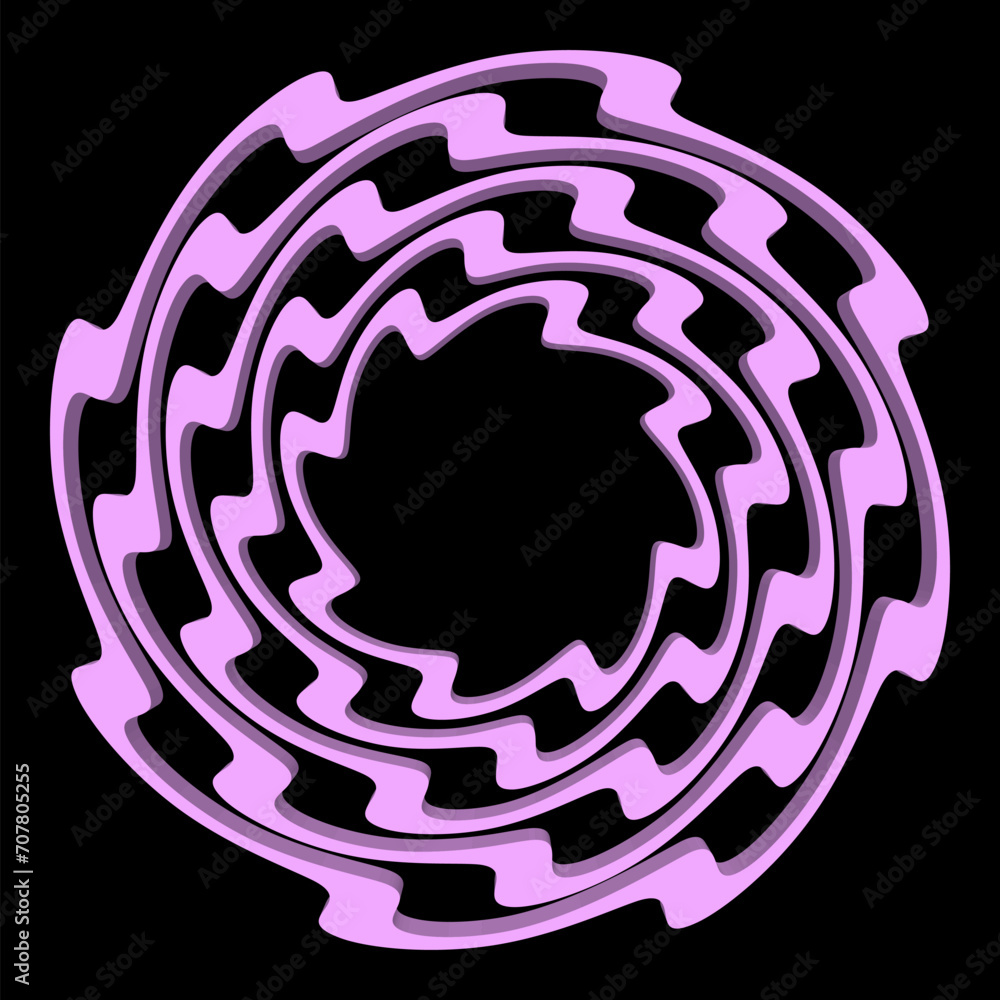 Pink frame in optical art style on black background. Amazing 3d frame ...