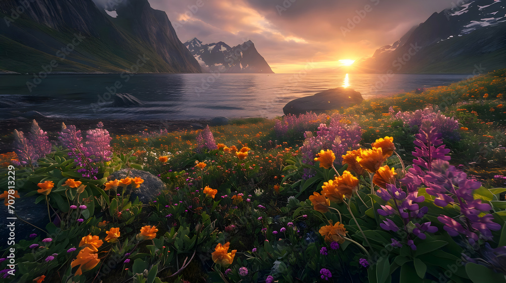 Wallpaper moody sunset ocean sun and mountains. Purple and yellow ...