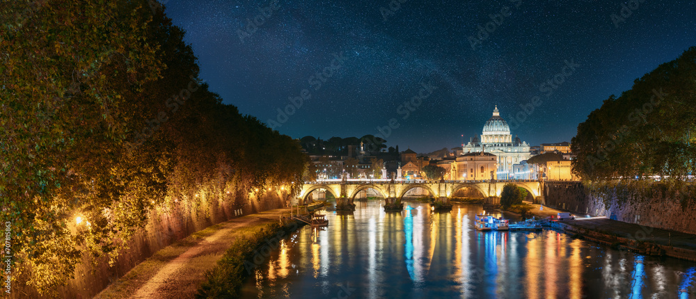 Rome, Italy. Papal Basilica Of St. Peter In The Vatican And Aelian ...