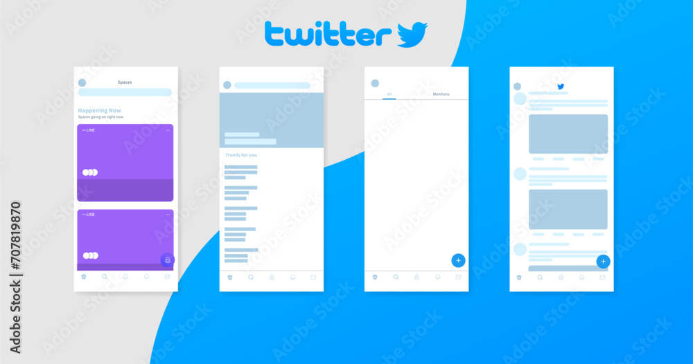 Twitter X social media interface. Social media pages mockup template ...