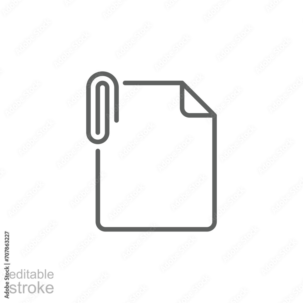 File attachment icon. Simple outline style. Paper clip, attach document ...