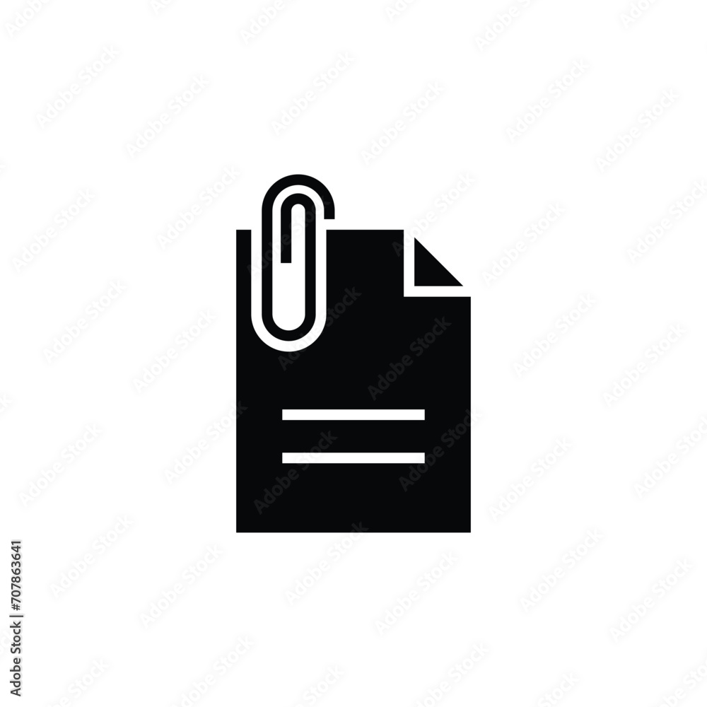 File attachment icon. Simple solid style. Paper clip, attach document ...