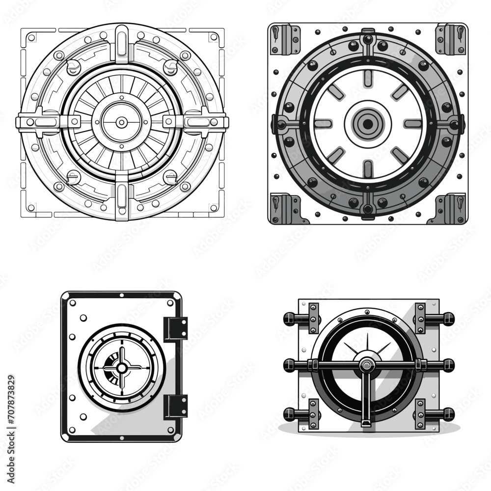 very simple isolated line styled vector illustration of Vault Door ...