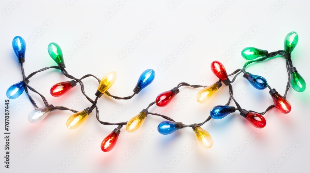 Original Christmasgraph of a string of bright red, green, yellow and ...