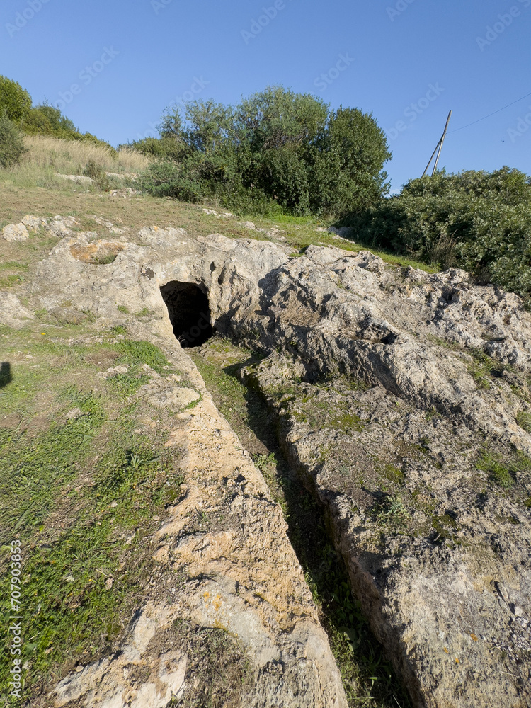 tomb of the giants and menhir the big megalith stone standing in field ...