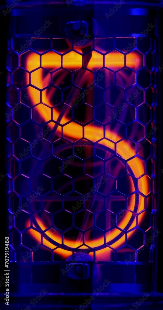 Ten-second count. Vintage lamp timer, close up. Retro vacuum tube ...