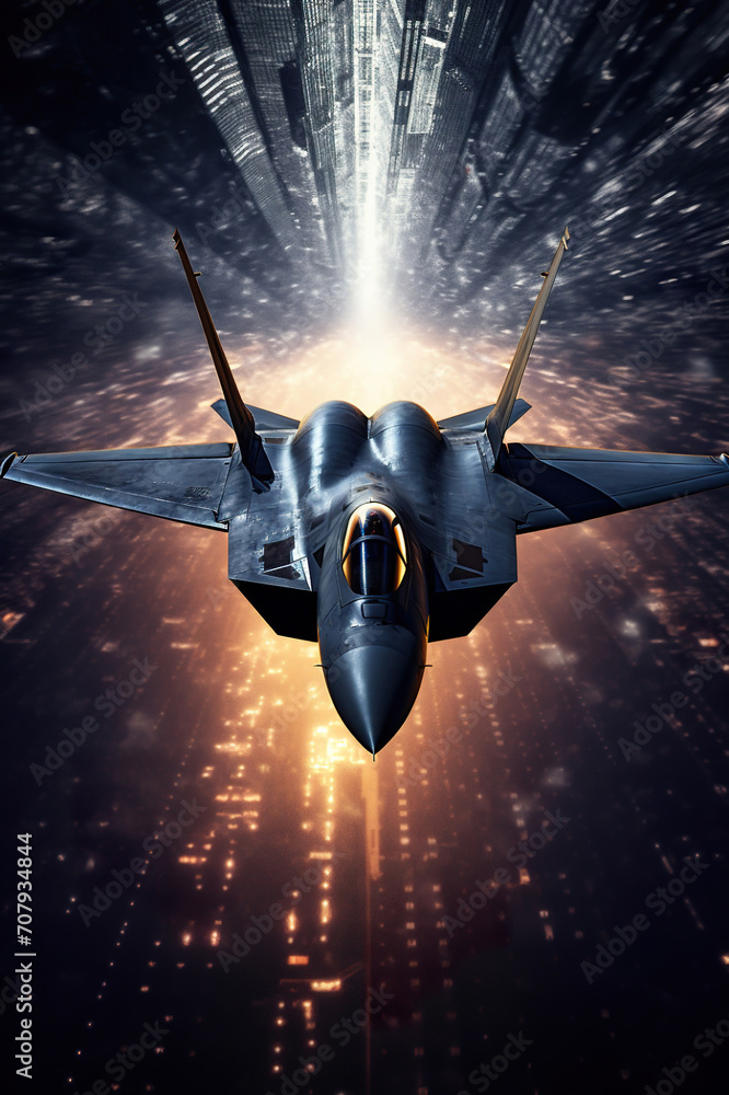 modern fifth generation combat air fighter jet in sky, advanced stealth ...