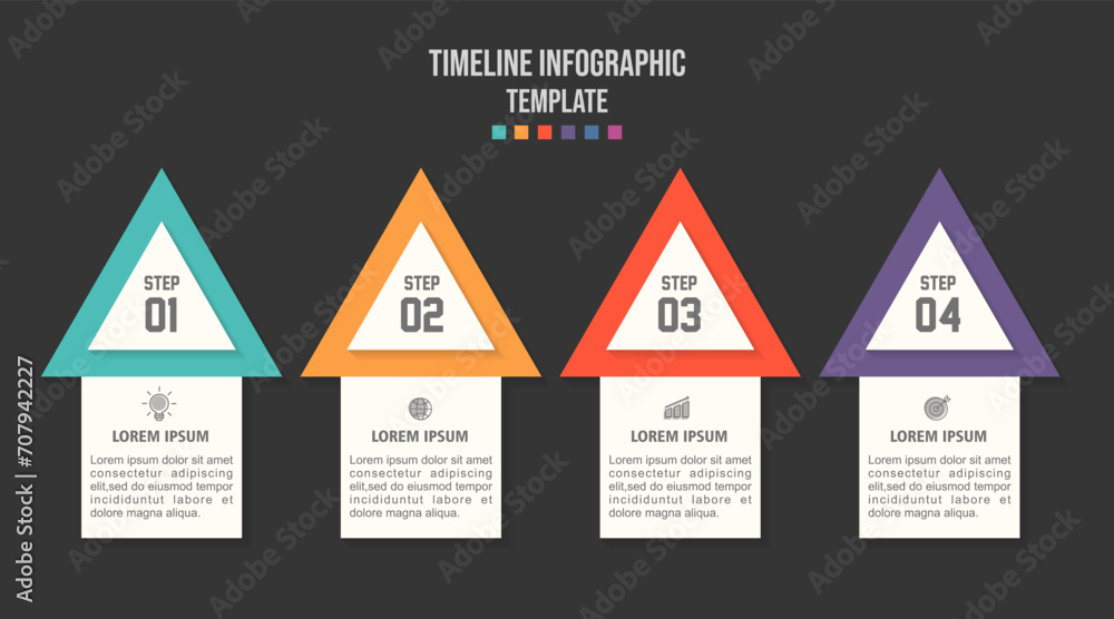 Infographic template for business. 4 Steps Modern Timeline diagram with ...
