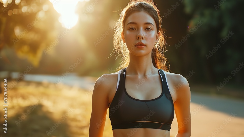 Shortly after working out in the sun, this Asian female athlete is ...