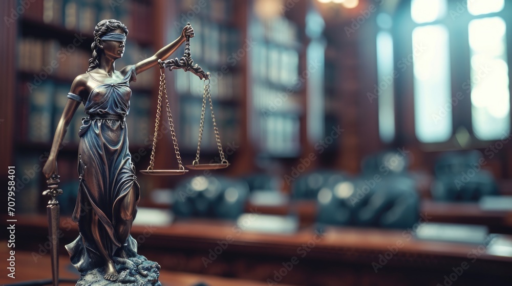 Lady Justice statue with a sword, symbolizing fairness and law ...