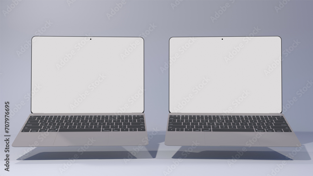 Double Laptop Mockup Template Image - Blank Space For Any Project File ...