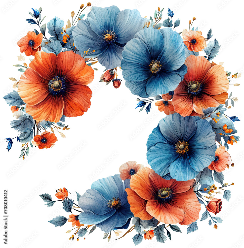 ภาพประกอบสต็อก watercolor clipart of dainty floral round frame ,PNG ...