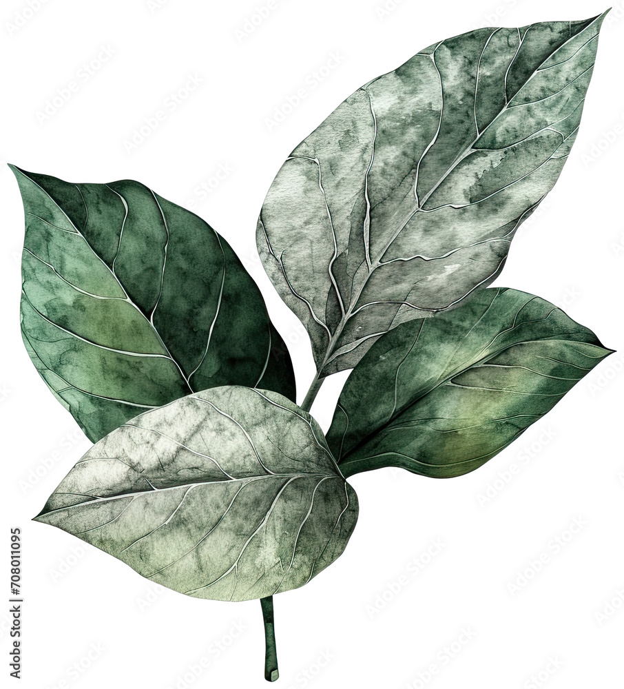 Botanical watercolor leaf hand drawn , wedding invitations, greeting ...