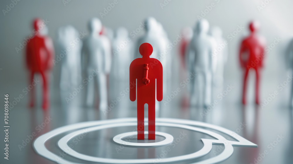 Stand out from the crowd and different creative idea concepts one red ...