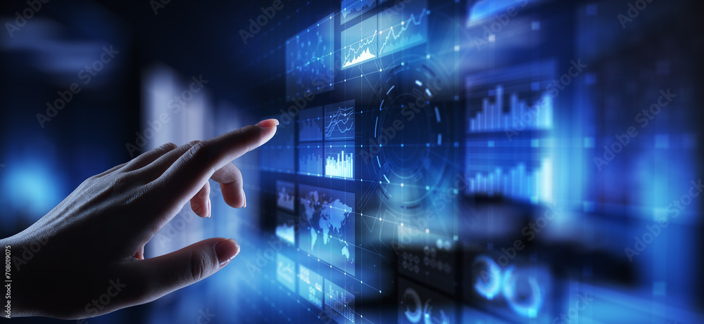 Virtual screen business intelligence dashboard, analytics and big data ...