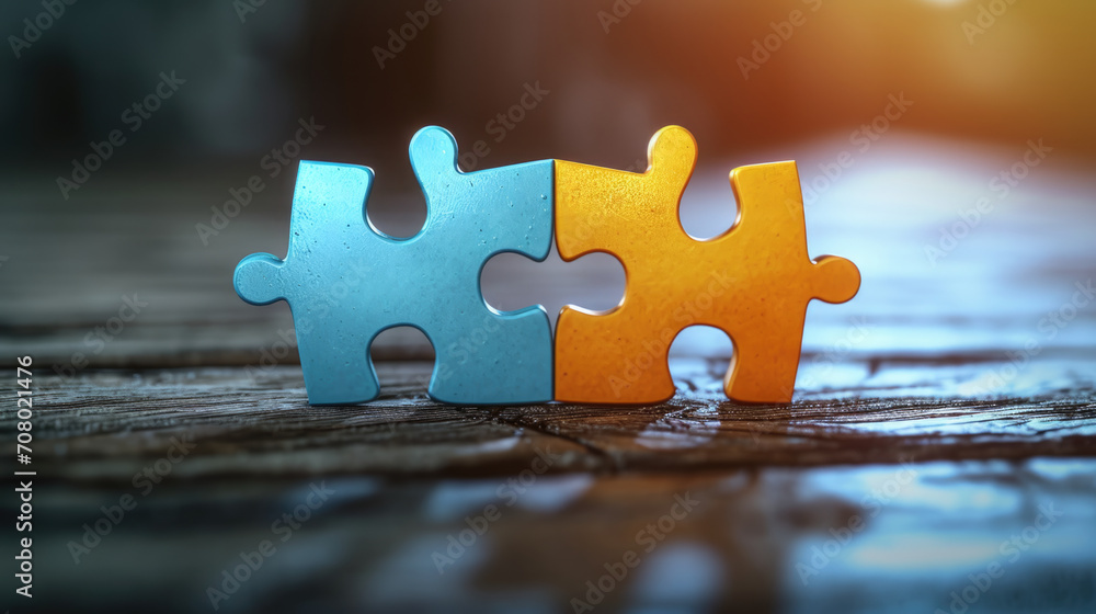 Two mismatched puzzle pieces struggling to fit together, symbolizing ...