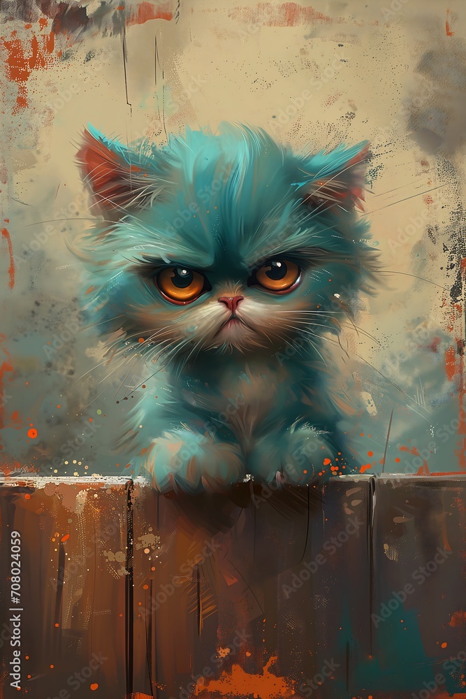kitty cat kitten sitting fence grumpy look cute little troll pissed off ...
