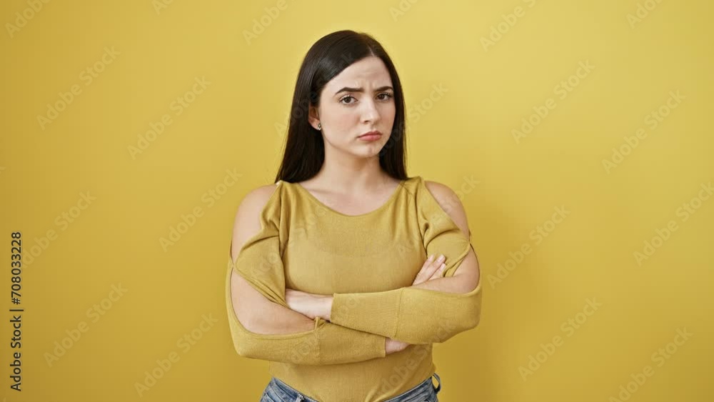 Vidéo Stock Inquisitive young hispanic woman frown upon - problem ...