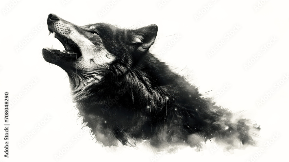 howling wolf isolated on transparent background. PNG. Stock ...