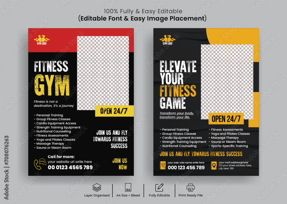 Sport training and gym Fitness workout print ready a4 size flyer or ...